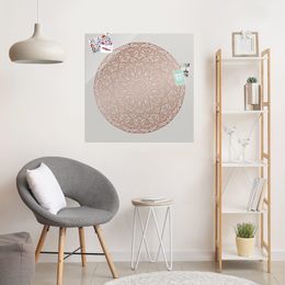 Bilderwelten Glasbild originell Illustration beige Glas Wandbild - Mandala Ornament in Kupfergold - Ornamente Wohnzimmer Schlafzimmer