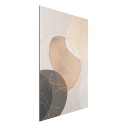 Alu Dibond Outdoor Bild - Verspielte Impressionen in Beige - beige Illustration Aquarell Deko Wohnzimmer Schlafzimmer