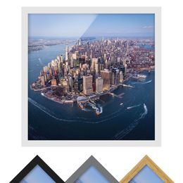 Bilderwelten Bild mit Rahmen Stadt blau Motiv inkl. Rahmung - Big City Life - New York Wohnzimmer Schlafzimmer