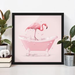 Bilderwelten Bild mit Rahmen Badewannen Flamingo