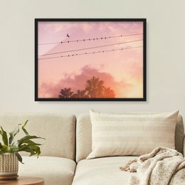 Bilderwelten Bild mit Rahmen V&ouml;gel auf der Stromleitung