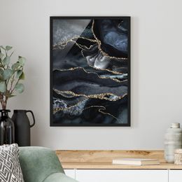 Bilderwelten Bild mit Rahmen Schwarz mit Glitzer Gold