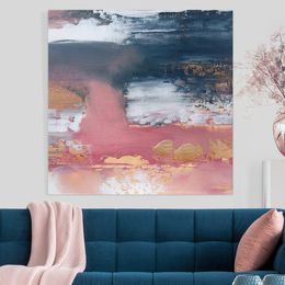 Bilderwelten Leinwandbild Rosa Sturm mit Gold
