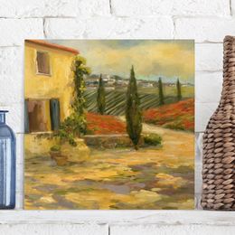 Bilderwelten Leinwandbild Natur modern Kunstdruck gelb - Italienische Landschaft - Toskana - Landschaft XXL Wohnzimmer Schlafzimmer