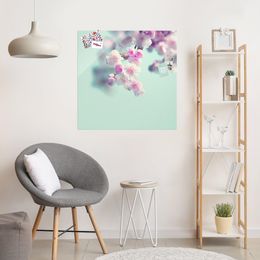 Bilderwelten Glasbild Blumen Motiv rosa Glas Wandbild - Farbenfrohe Kirschbl&uuml;ten - Kirschbl&uuml;te Wohnzimmer Schlafzimmer