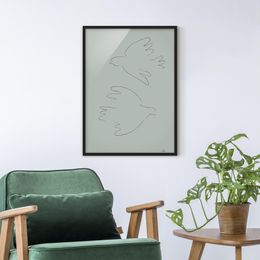 Bilderwelten Bild mit Rahmen Line Art Tauben