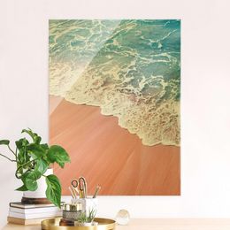 Bilderwelten Glasbild Strand Motiv t&uuml;rkis Glas Wandbild - Tiefe Liebe des Ozeans - Meerblick Wohnzimmer Schlafzimmer