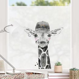 Bilderwelten Fensterfolie Tiere modern Aquarell schwarz weiss - Tier Party - Giraffe - Giraffen Wohnzimmer Schlafzimmer K&uuml;che