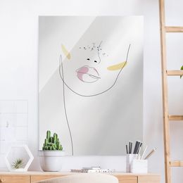 Bilderwelten Glasbild Portrait modern pastell Glas Wandbild - Line Art - Sommersprossen - Deko Wohnzimmer Schlafzimmer