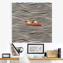 Bilderwelten Leinwandbild originell Vintage Kunstdruck schwarz weiss - Retro Collage - Bootsausflug - Retro XXL Jugendzimmer