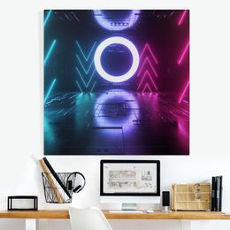Bilderwelten Leinwandbild Neon Art Kunstdruck blau - Bunte Neonlichter - Wandbild XXL Jugendzimmer