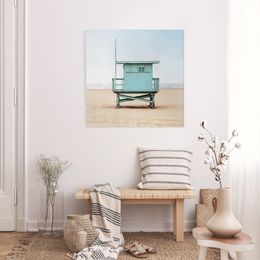 Bilderwelten Leinwandbild Strand Motiv Kunstdruck t&uuml;rkis - Rettungsturm 22 - Landschaft XXL Wohnzimmer Schlafzimmer