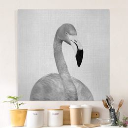 Bilderwelten Leinwandbild Tiere Motiv Kunstdruck schwarz weiss - Flamingo Fabian Schwarz Wei&szlig; - V&ouml;gel XXL Kinderzimmer Baby M&auml;dchen Jungen