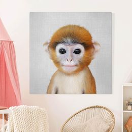 Bilderwelten Leinwandbild Tiere Motiv Kunstdruck schwarz weiss - Baby Affe Anton - Affe XXL Kinderzimmer Baby M&auml;dchen Jungen