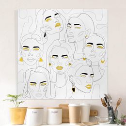 Bilderwelten Leinwandbild Portrait modern Kunstdruck gelb - Line Art - Beauty Portraits in Lemon - Wandbild XXL Wohnzimmer Schlafzimmer