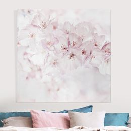 Bilderwelten Leinwandbild Blumen Landhaus Kunstdruck rosa - Ein Kirschbl&uuml;tenhauch - Kirschbl&uuml;te XXL Wohnzimmer Schlafzimmer