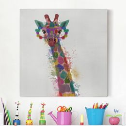 Leinwandbild Kinderzimmer Regenbogen Splash Giraffe