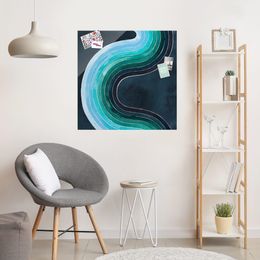 Bilderwelten Glasbild originell modern blau Aquarell - Zeitenstr&ouml;mung - Deko Wohnzimmer Schlafzimmer