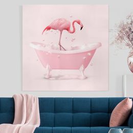 Leinwandbild Badewannen Flamingo