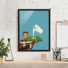 Bilderwelten Bild mit Rahmen Retro Collage - Die Milch