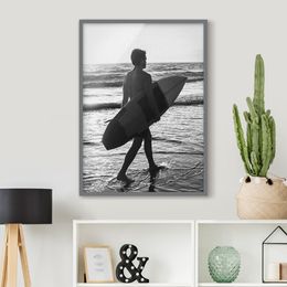 Bild mit Rahmen Surferboy im Sonnenuntergang