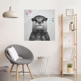 Bilderwelten Glasbild Tiere Motiv schwarz weiss Glas Wandbild - Otter Oswald Schwarz Wei&szlig; - Deko Kinderzimmer Baby M&auml;dchen Jungen