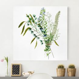 Bilderwelten Leinwandbild - Quadrat Wiesengr&auml;ser I