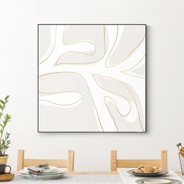 Wechselbild Beige Blattstrukturen mit goldenen Linien