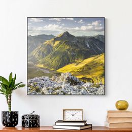 Wechselbild Berge und Tal der Lechtaler Alpen in Tirol