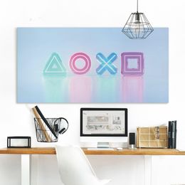 Bilderwelten Leinwandbild Neon Dreieck Kreis X Quadrat