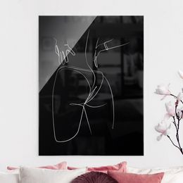 Glasbild Line Art - Frau Unterk&ouml;rper Schwarz