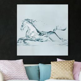 Bilderwelten Leinwandbild Tiere modern 3D-Effekt Leinwanddruck - Gl&auml;sernes Ross - Wandbild XXL Wohnzimmer Schlafzimmer