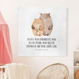 Bilderwelten Leinwandbild Tiere Abstrakt Aquarell braun - Mr. & Mrs. Panda - B&auml;r - Gro&szlig;e Liebe - Spr&uuml;che XXL Kinderzimmer Baby M&auml;dchen Jungen