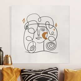 Bilderwelten Leinwandbild originell Line Art Kunstdruck beige - Picasso Interpretation - Die Muse II - Wandbild XXL Wohnzimmer Schlafzimmer