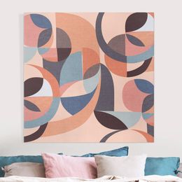 Bilderwelten Leinwandbild originell Abstrakt Kunstdruck beige - Moderne Kreise - Wandbild XXL Wohnzimmer Schlafzimmer