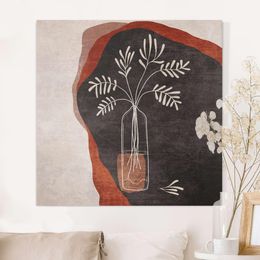 Leinwandbild Boho Blumen in Vase II