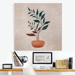 Leinwandbild Boho Bl&auml;tter in Vase II
