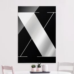 Bilderwelten Glasbild Buchstaben & Zahlen modern schwarz weiss Glas Wandbild - Antiqua Letter X Schwarz - Deko Jugendzimmer