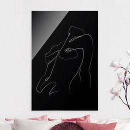 Glasbild Line Art Frau Oberk&ouml;rper Schwarz