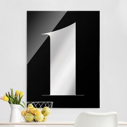Bilderwelten Glasbild Buchstaben & Zahlen modern schwarz Glas Wandbild - Antiqua Zahl 1 - Deko Jugendzimmer