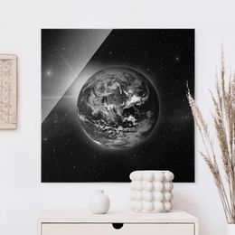 Bilderwelten Glasbild Fotomontage schwarz weiss Glas Wandbild - Weltall II - Deko Jugendzimmer