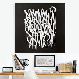 Bilderwelten Leinwandbild Spr&uuml;che Street Art Graffiti schwarz weiss - Graffiti Art Freedom Style - Spr&uuml;che XXL Jugendzimmer