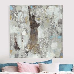 Bilderwelten Leinwandbild originell modern Kunstdruck beige - Die Freiheitsstatue in warmen Farben - New York XXL Jugendzimmer