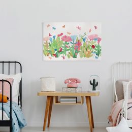 Leinwandbild Gro&szlig;er Aquarell Blumengarten
