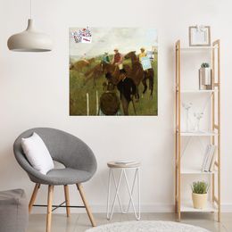 Bilderwelten Glasbild originell modern einzigartig Glas Wandbild - Edgar Degas - Jockeys auf Rennbahn - Deko Wohnzimmer Schlafzimmer
