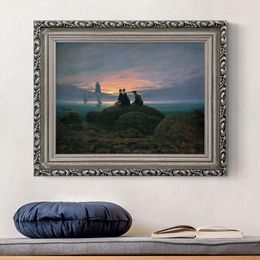 Bilderwelten Leinwandbild mit Barockrahmen Caspar David Friedrich - Mondaufgang am Meer