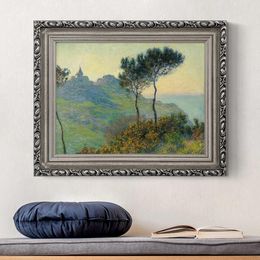 Bilderwelten Leinwandbild mit Barockrahmen Claude Monet - Varengeville Abendsonne