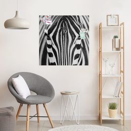 Bilderwelten Glasbild Tiere Motiv schwarz weiss Glas Wandbild - Zebra Look - Deko Wohnzimmer Schlafzimmer