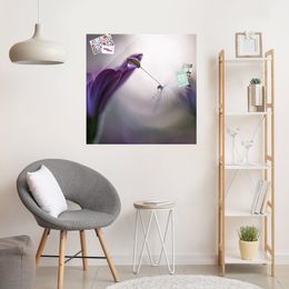 Bilderwelten Glasbild Blumen Motiv violett Glas Wandbild - Purple Rain - Deko Wohnzimmer Schlafzimmer