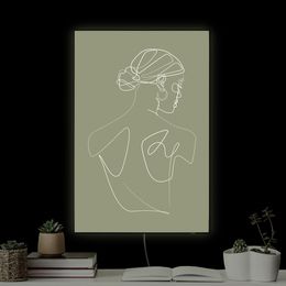 Bilderwelten LED-Wechselbild Line Art - Frau R&uuml;cken Gr&uuml;n